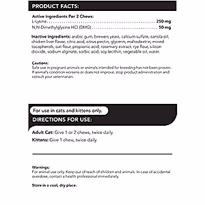 VetriScience Vetri Lysine Plus for Cats, 90 Chicken Flavored Chews - Immune and Respiratory Support Supplement for Cats