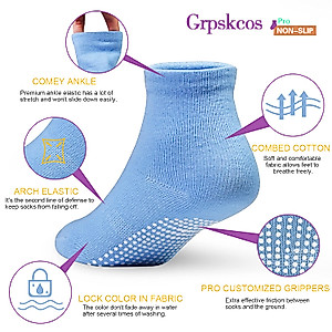 Non Slip Toddler Socks 14 Pack Anti Skid Sticky Baby Socks Cotton Socks for 0-5 Years Little Boys Girls Kids Children (04 Black*4+dark grey*4+navy blue*3+blue*3, 3-5T)