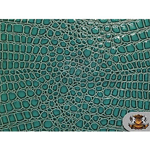 Vinyl Crocodile Dark Turquoise Fake Leather Upholstery Fabric / 55" Inches Wide/Sold by The Yard