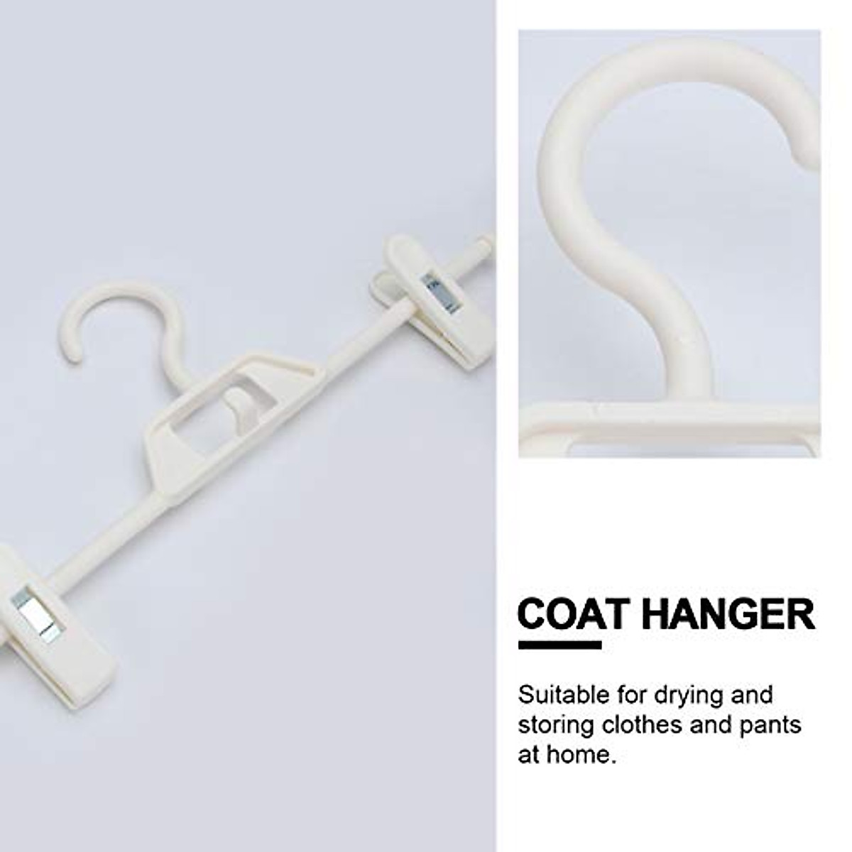 DOITOOL 10 Pack Plastic Skirt Hangers, Space Saving Cloth Hangers with Retractable Clips, Non Slip Clip Hangers for Pants, Bulk Plastic Hangers Closet Organizer (White)