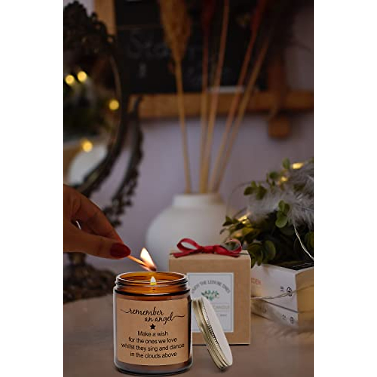 Memorial Gifts, Remember an Angel, Remembrance Gift, Candle for Loss of Loved one - Funeral, Infant Loss, Miscarriage or Pet Loss, Sympathy Gifts, Condolence Candle Gift for Bereavement