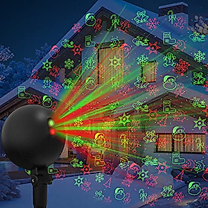 Christmas Lights Projector Laser Light Xmas Spotlight Projectors Waterproof Outdoor Landscape Spotlights for Holiday Halloween Yard Decorations (Multi-Colored)