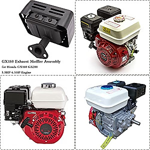 GX160 Exhaust Muffler Assembly Replaces OEM 18300-ZE1-900 18310-ZF1-000 Fit for Honda GX160 GX200 5.5HP 6.5HP Engine