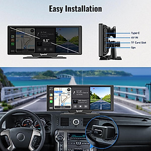 Spedal 860 Wireless Apple CarPlay & Android Auto with 4K Dash Cam, 1080P Backup Camera- 9.3" HD Touch Car Play Screen, GPS Navigation for Car, Portable Car Stereo with Bluetooth, FM/AUX, 64G TF Card