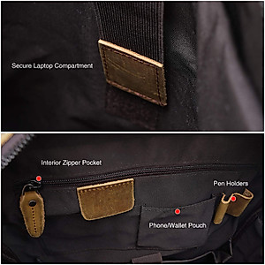 Full Grain Cowhide Leather Multi Pockets 16 Inch Laptop Backpack Travel Bag (Dark Brown(Updated Version))