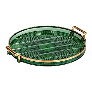 Multipurpose Serving Tray, Decorative Tray Vanity Tray Plate Food Tray for Desktop Living Room Kitchen Countertop Cabinet Bedroom, Green