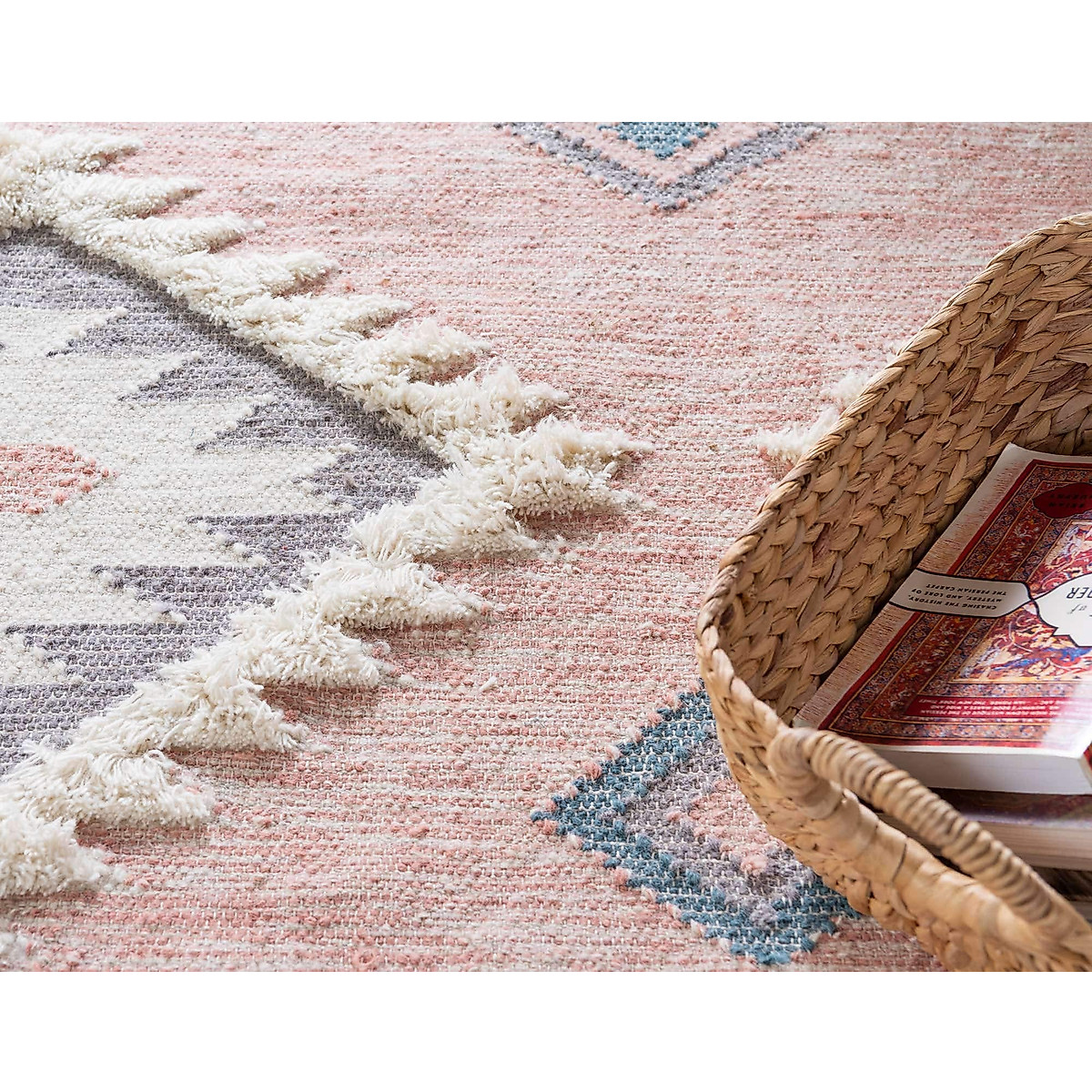 Unique Loom Mesa Collection Area Rug - Papago (8' x 11' Rectangle, Pink/ Cream)