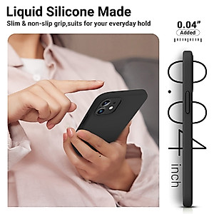 AOTESIER Shockproof Designed for iPhone 12 Mini Case, Food Grade Liquid Silicone Phone Case with [Soft Anti-Scratch Microfiber Lining] Drop Protection 5.4 inch Slim Thin Cover, Black