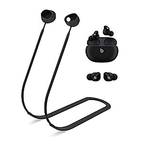 SUIHUOJI for Beats Studio Buds Strap, Soft Silicone Special Anti-Skid Design Sports Anti Lost Strap Lanyard Accessories Compatible with Beats Studio Buds Earbuds Neck Rope Cord(Black)