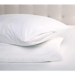 Royale Linens Waterproof Queen Pillow Protector 2 Pack - 20x30 Inches - Pillow Encasement - 100% Microfiber - Zippered Closure - Pillow Case - Smooth & Breathable (Queen, Pack of 2, White)