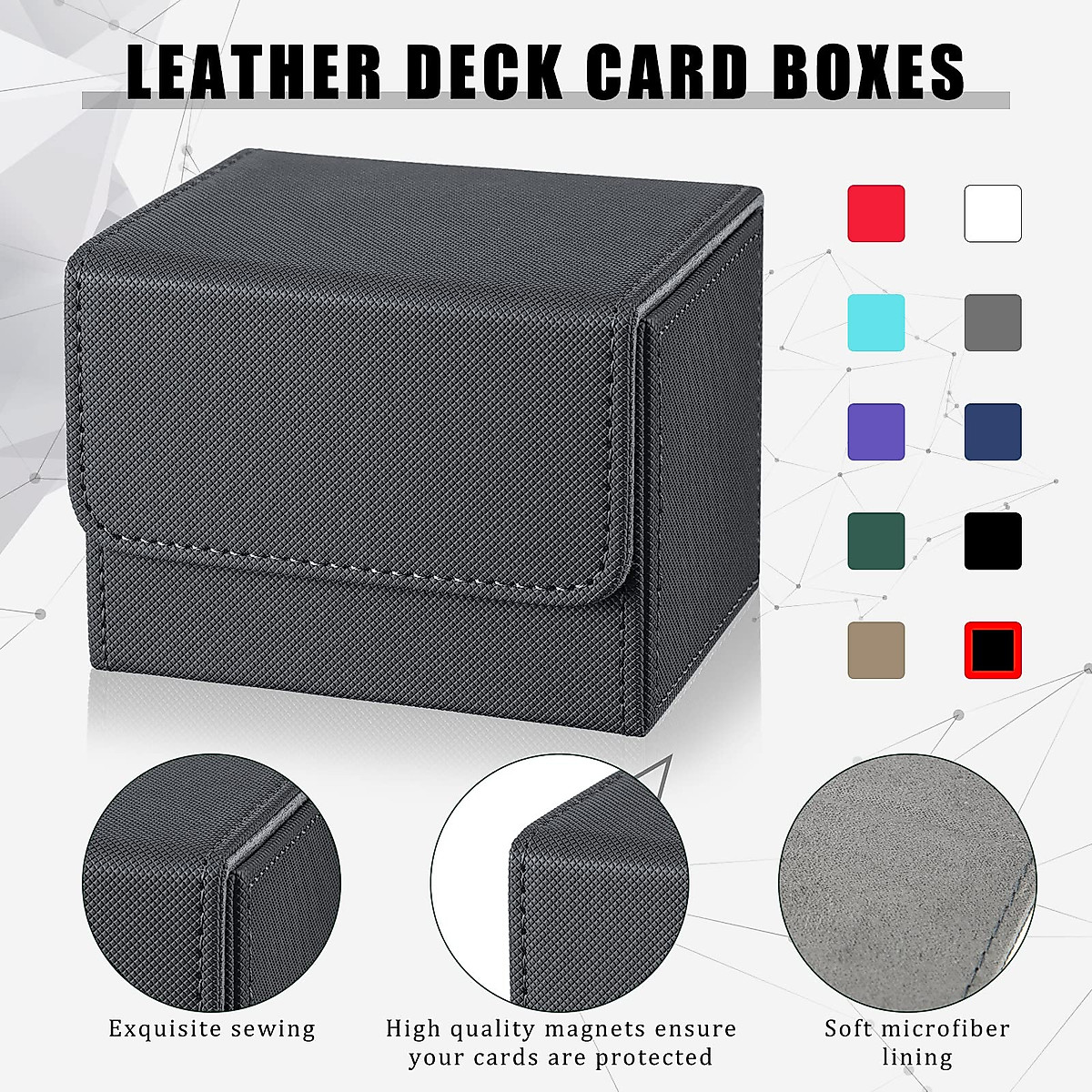 Vicenpal 10 Pieces Leather Deck Game Card Box Magnetic Card Game Box Case for 100 Plus Playing Cards, Card Storage Box Compatible with MTG Commander Decks