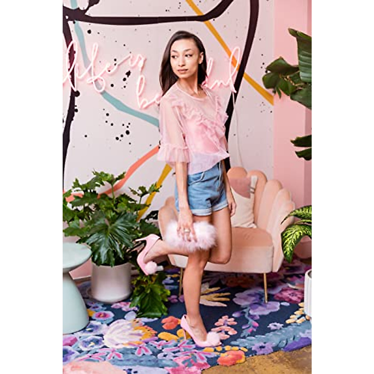 Bewaltz posh style Fluffy Fur Clutch Faux Fur Handbag Evening Clutch Pink