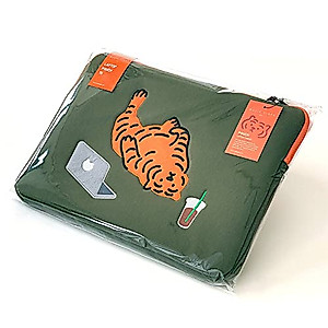 [MUZIKTIGER] 12~14-inch Laptop/Tablet Sleeve, iPad Pouch - Compatible with iPad Pro 12.9-inch, MacBook Air and MacBook Pro 13, HP/Dell/Lenovo/Asus/Acer, with 2 Double Way Zippers - Lazy Tiger