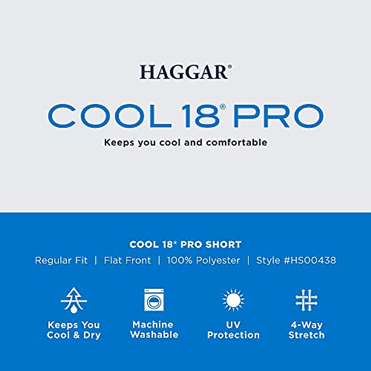 Haggar Mens Cool 18 Pro Straight Fit 4-way Stretch Expandable Waist With Big & Tall Sizes Flat Front Shorts, Khaki Classic, 40 US