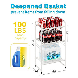 GEORIS 3-Tier Mesh Shelving Unit Outdoor Indoor Waterproof, Stackable Metal Plant Shelf Stand, 17.7-Inch Width Laundry Display Storage Rack, White