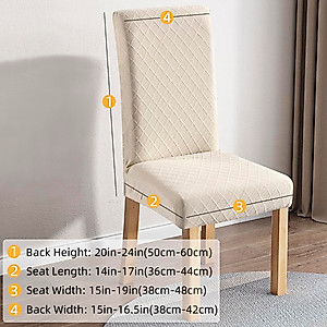 Fuloon Waterproof Dining Chair Covers, Parsons Chair Slipcover, Super Fit Stretch Kitchen Chairs Slipcovers, Removable Washable Chairs Seat Slipcover for Dining Room, Kitchen, Banquet (6 Pack, Beige)
