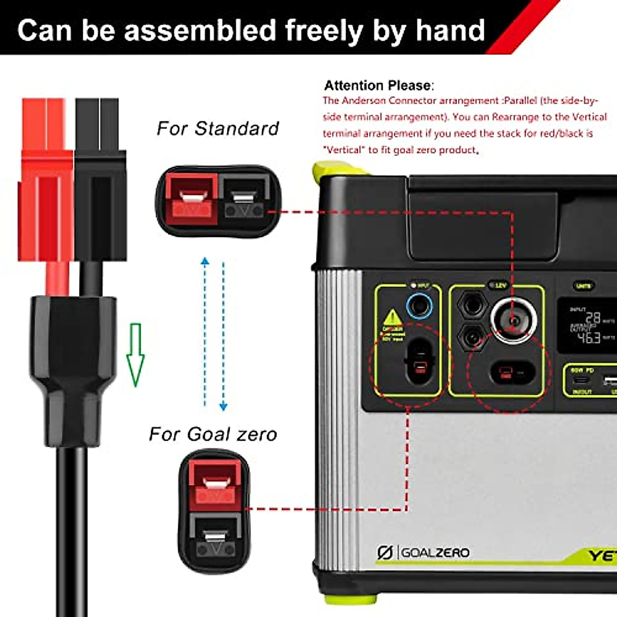 MJPOWER Anderson-to-8mm Extension Cable 10FT/3m 14AWG Wire 8mm DC Power Plug Adapter for Solar Panel RV Goal Zero Yeti Jackery, Compatible with Anderson Powerpole