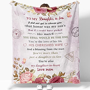 CHUSHYAR Mothers Day Birthday Gifts for Daughter in Law, Daughter in Law Gifts,Gifts for Daughter in Law Birthday, Daughter in Law from Mom，Cosy and Soft Throw Blanket 60" x 50"