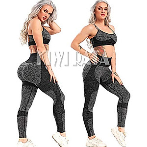 KIWI RATA Women's High Waist Active Seamless Compression Fitness Leggings Running Workout Slim Butt Lift Yoga Pants (#1 Heart Booty Black, Large)