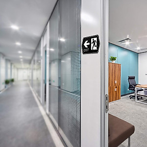 KickFire Classics Exit Sign Braille - ADA Compliant Black and White Signage, Self-Adhesive Mounted - Tactile Emergency Route Board for Office, Business, Stairwell, Home and Restaurant - Arrow Left