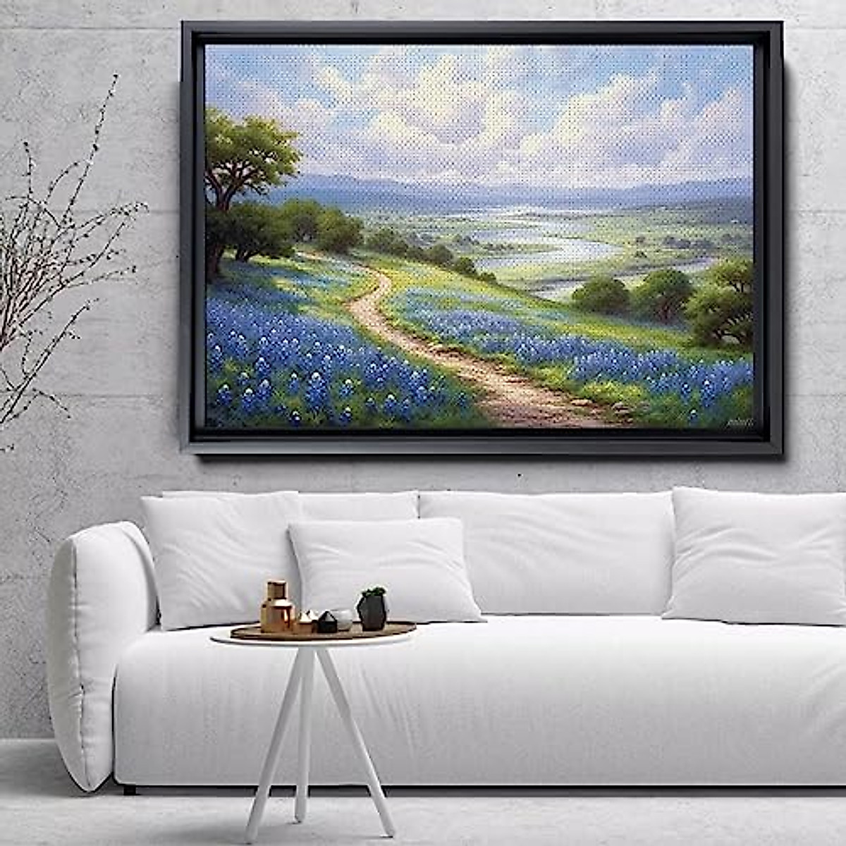 Enchanting Texas, Native Texas Hill Country Bluebonnet Landscape - Fine Art Print Mounted in a White Mat Board
