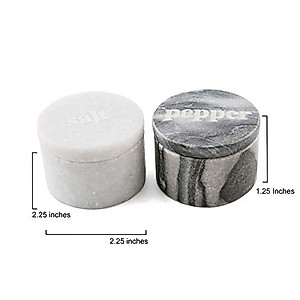 Thirstystone White & Black Marble Pinch Pots with Etched Lids, Use for Salt & Pepper While Cooking or Baking