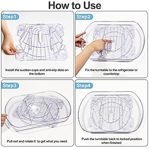 Lazy Susan Fridge Turntable Organizer for Refrigerator, 360°Rotating Fridge Organizer and Storage with Non-Slip Base and Raised Edge for Cabinet, Countertop, Table Top, Kitchen, Pantry