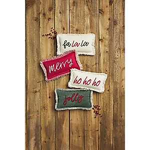 Mud Pie Mini Christmas Pillow, 12"x 6", Jolly 118 Count