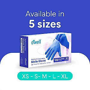 OWELL Nitrile Gloves Disposable Latex Free Medical Exam Gloves Powder Free Nitrile Gloves X-SMALL Disposable Gloves Rubber Gloves Disposable Medical Gloves Latex Free Gloves X-SMALL - 100 Count