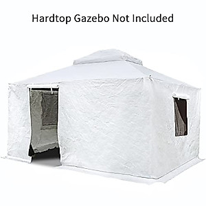 Gazebo Accessories 12' x 16' Universal Winter Gazebo Cover for Hardtop Gazebos,Enclosed Cover with Sidewalls and Mesh Windows Waterproof (White) by domi outdoor living