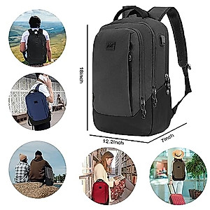 WOLT | Travel Laptop Backpack for Women & Men - airplane approved carry on Business Bag with USB Charging Port, fits 15.6 Inch Notebook (Dark Grey)