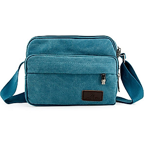 GEARONIC TM Men Vintage Crossbody Canvas Messenger Shoulder Bag Hiking Military Travel Satchel - Green