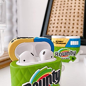 Peekdook for Airpod 2/1 Case Soft Silicone Bounty Tissue Cute Cartoon Funny Cover Fashion Protective Skin Accessory Keychain Girl Teen Compatible Box with Air pod 2 & 1 (Bounty Tissue)