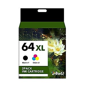64 64XL Ink Cartridges Combo Pack Replacement for HP 64 XL 64XL Ink Remanufactured for Envy Photo 7858 7855 7155 6255 6252 7120 6232 7158 7164 Envy Inspire 7950e Series Printer (1 Black,1 Tri-Color)