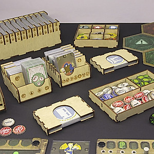 SMONEX Organizer Box Compatible with Fallout New California Board Game and Fallout Atomic Bonds Expansions - Insert Fits The Original Box - Board Game Organizer with Engraved Design