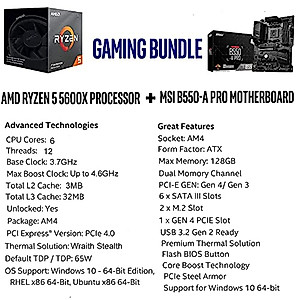 INLAND Micro Center AMD Ryzen 5 5600X Desktop Processor 6-core 12-Thread Up to 4.6GHz Unlocked with MSI B550-A PRO AM4 DDR4 ATX Motherboard PCIe 4.0 M.2 USB 3.2 Gen 2