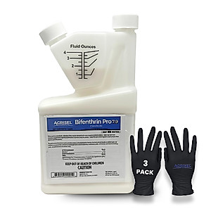 Bifenthrin Pro 7.9, Insect Control, Safe for Plants & Crops, Insecticide, Effective Against 125+ Insects, Includes 3-Pack of Agrisel Protective Gloves, 32 Ounces