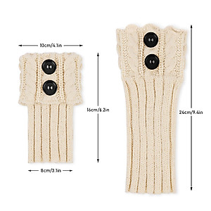 PHOGARY 3 Pairs Winter Warm Boot Cuffs for Women, Crochet Knitted Boot Socks for Girls Short Leg Warmers Boot Topper Socks Leg Cuffs Boot Warmers Gift (Black+Beige+Grey)