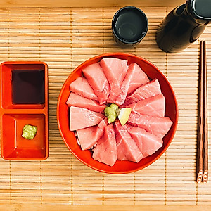 JapanBargain, Soup Bowl with Lid and Spoon for Miso Soup Rice Poke Donburi Noodle Pasta Cereal Black and Red Color Japanese Style with Hook Spoon, 21 oz (1, 21oz w/Gift Box)