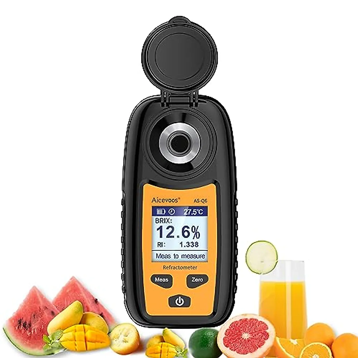 Aicevoos Digital Sugar Brix Refractometer brix Meter Automatic Temperature Compensation Range 0-35%，±0.2% Precision, Perfect for Fruits, Juices, Vegetables, Drinks and Coffee