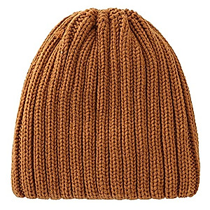 Connectyle Knit Beanie Hat for Women Acrylic Winter Hats Ribbed Warm Cuffed Skull Ski Cap Brown