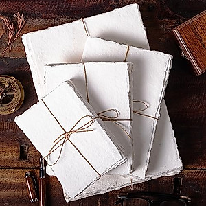 400 GSM - 25 Cotton Watercolor Paper,7 x 5 inch, Art Paper, Handmade Paper,Rough/Sketching Paper, Deckled Edge Paper Made from Virgin Egyptian Cotton,Textured Paper, Khadi Paper