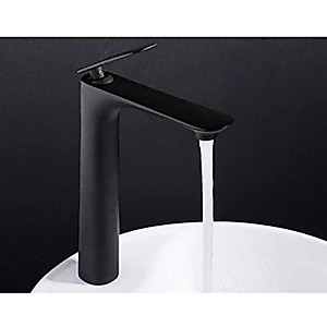 DREAMCAR Kitchen Taps Kitchen Tap Kitchen Tap Bathroom Faucet Black Solid Brass Bathroom Solid Basin Mixer Tap Hot & Cold Bath Single Handle Sink Waterfall Taps,Sink Faucet, cy-0110