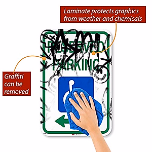 "Reserved Parking" Federal Handicap Parking Sign with Left Arrow By SmartSign | 12" x 18" 3M Engineer Grade Reflective Aluminum