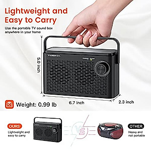 Tosima TV-8000 Wireless Speaker for TV, Easy Control Portable TV Soundbox for Hard of Hearing, Elderly Parent,Rechargable 8 Hours Battery, AUX3.5mm, 2.4G RF Transimitter 100Ft Range