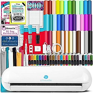 Silhouette Portrait 3 Bundle with 38 Premium Vinyl Sheets, HTV, Guides, Sketch Pens, and More