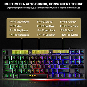 Vbestlife GK10 Wired Gaming Keyboard, 87Key RGB Mechanical Keyboard,led Backlight Keyboard, Ergonomic Computer Supplies, Suitable for laptops and Desktop Computers fosa1mcu1nt3zho139