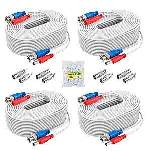 ANNKE Security Camera Cable (6) 30M/ 100ft All-in-One BNC Video Power Cables, BNC Extension Wire Cord for CCTV Camera DVR Security System (6-Pack, White)