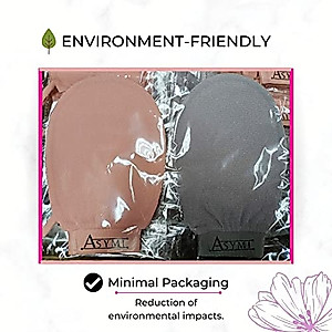 Asymi Deep Exfoliating Glove - Reusable Exfoliating Mitt for Dead Skin Removal (Keratosis Pilaris Strawberry Legs Ecologic body care) Vegan Body Scrub SPA body Treatment (Grey Cloudy), 1.0 Count