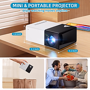 Mini Projector, iTJQ Portable Projector 1080p Supported, Phone Projector Compatible with iOS/ Android Smartphone/ Laptop/ PS4, Movie Projector with HDMI/ USB Interfaces for Home Theater